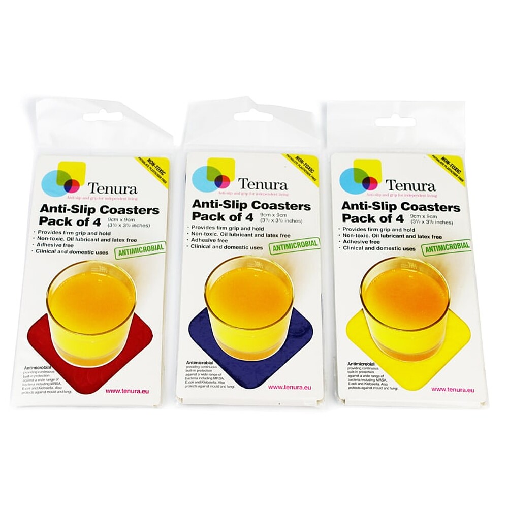 Tenura Silicone Anti-Slip Square Coasters | Pack of 4 Square Coasters